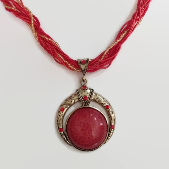 Jewelry | 52 Bright Red Pendant Necklace | Poshmark